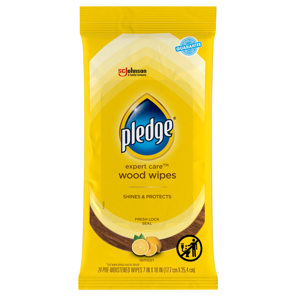 Pledge Expert Care Enhancing Wood Wipes, Lemon Scent, 24 Count | Hy-Vee ...