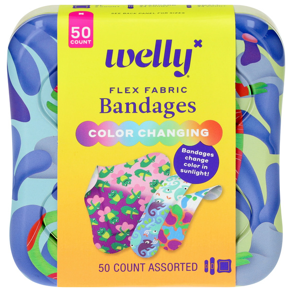 Welly Color Changing Flex Fabric Assorted Bandages 50 Each | Hy-Vee ...